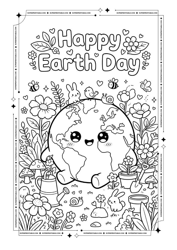 Happy Earth Day Coloring Pages (Free PDF Printables)