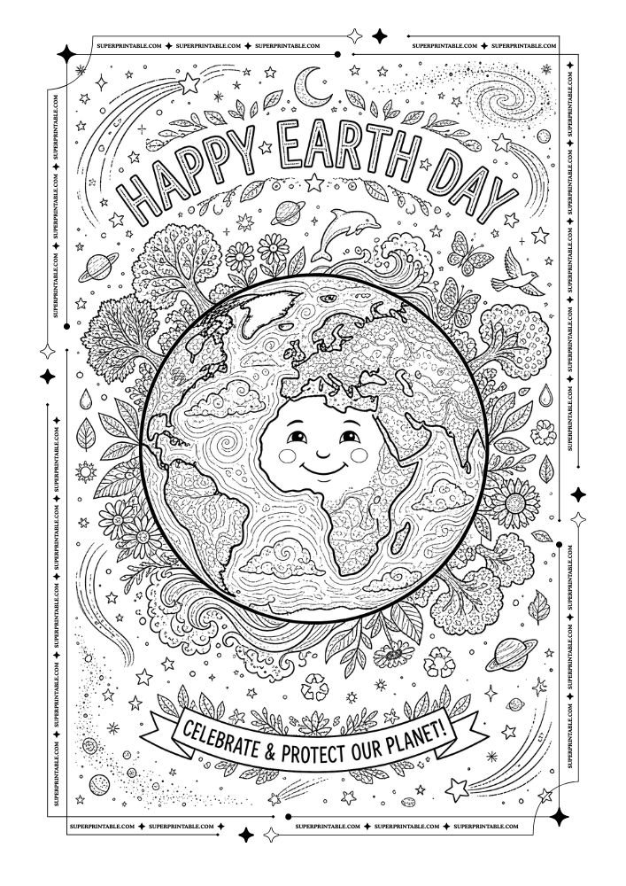 Happy Earth Day Coloring Pages (Free PDF Printables)