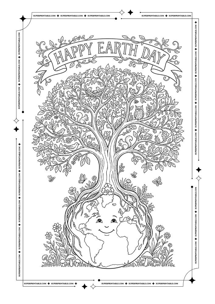 Happy Earth Day Coloring Pages (Free PDF Printables)