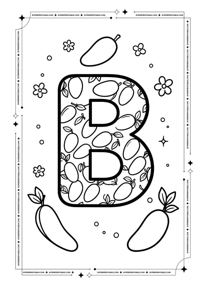 Mango Alphabet Coloring Pages (Free PDF Printables)