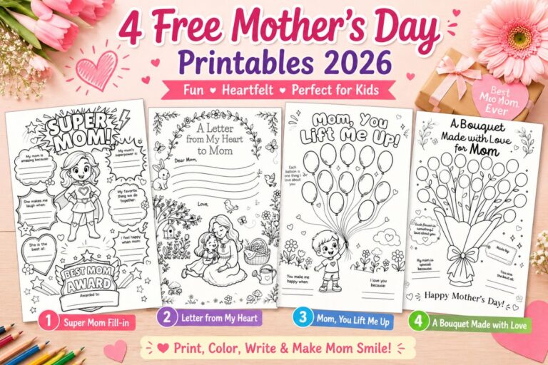 Free Mother’s Day Printables 2026 (4 Meaningful Activity Pages for Kids ...