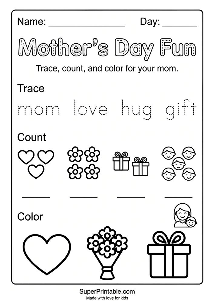 8 Mother's Day Coloring Activity Worksheet Pack (Free PDF)