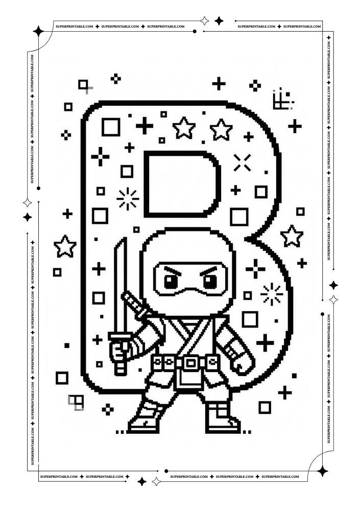 Ninja Alphabet Coloring Pages (Free PDF Printables)