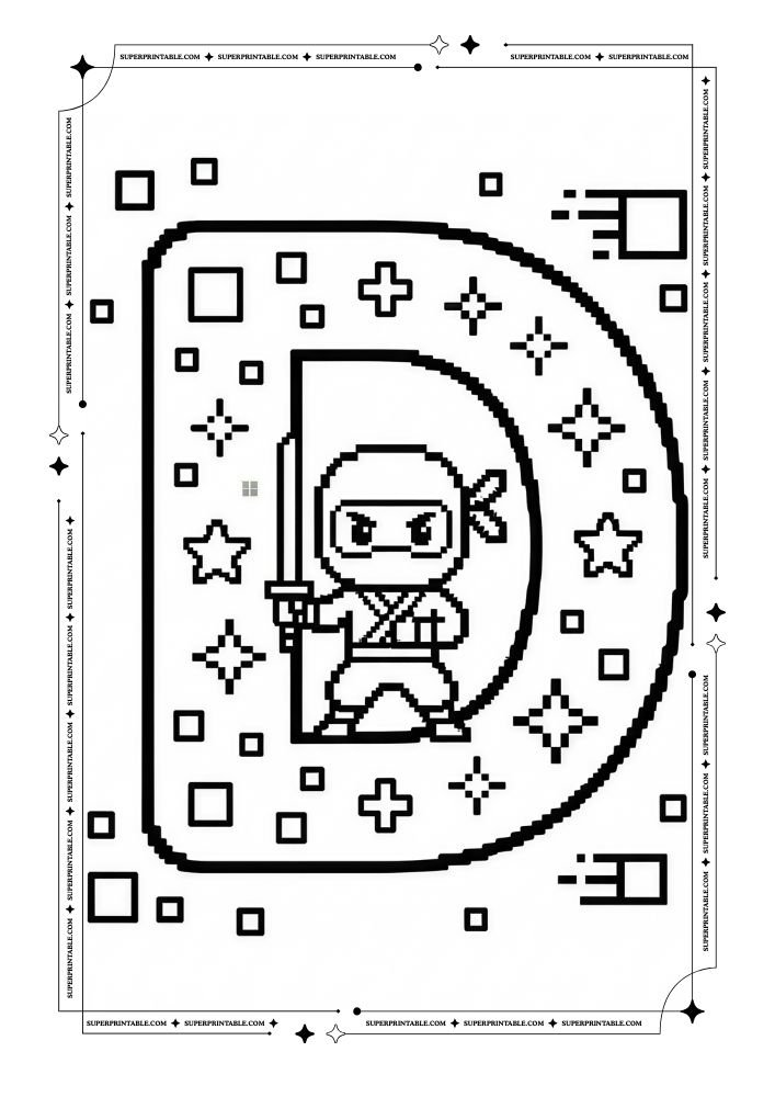 Ninja Alphabet Coloring Pages (Free PDF Printables)