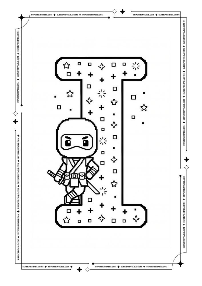 Ninja Alphabet Coloring Pages (Free PDF Printables)