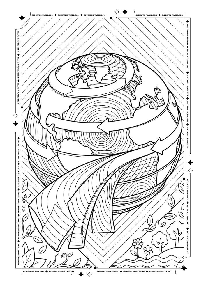 Optical Illusion Earth Day Coloring Pages (Free PDF Printables)