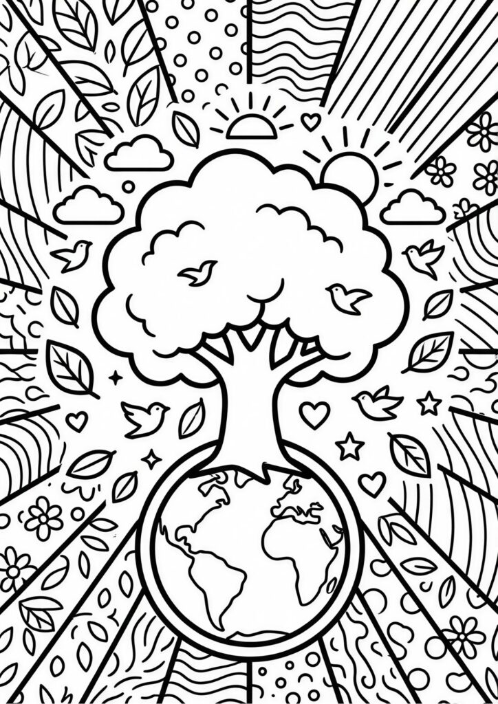 Pop Art Earth Day Coloring Pages (Free PDF Printables)