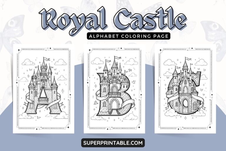 Royal Castle Alphabet Coloring Page (Free PDF Printables)
