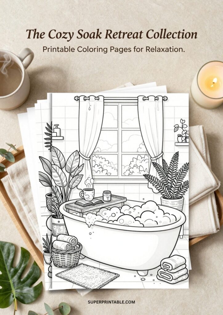 15+ The Cozy Soak Retreat Coloring Sheets (Free PDF Printables)