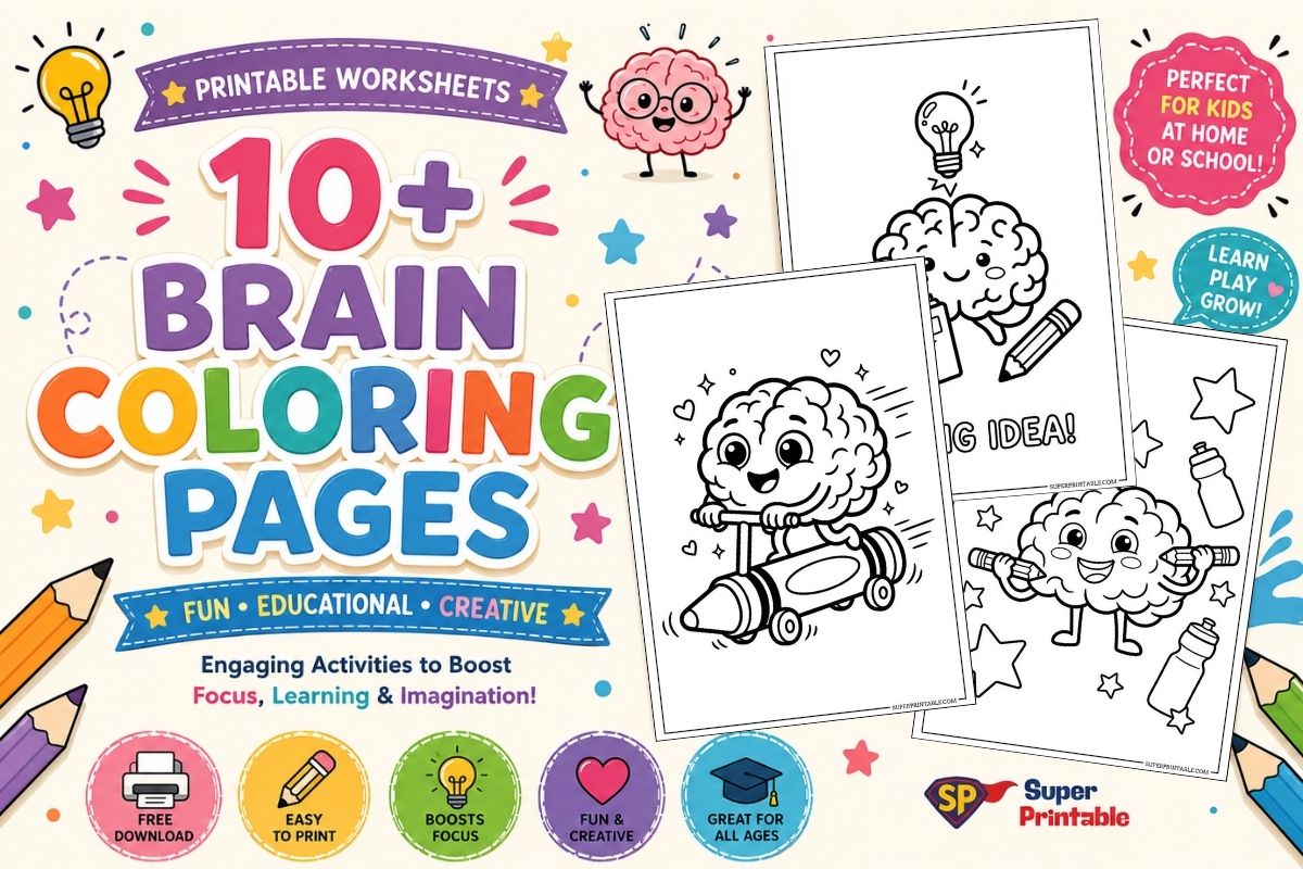 10+ Brain Coloring Pages (Free PDF Printable)