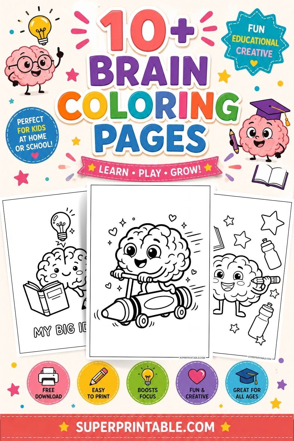 10+ Brain Coloring Pages (Free PDF Printable)