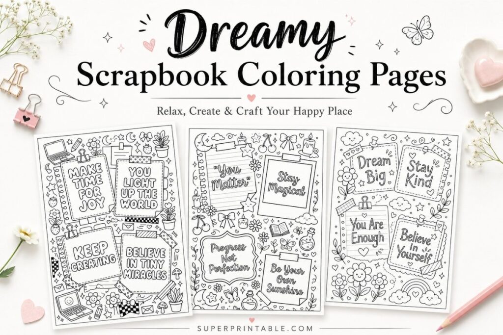 10+ Dreamy Scrapbook Coloring Pages (Free PDF Printable)