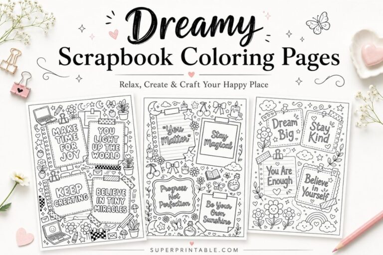 10+ Dreamy Scrapbook Coloring Pages (Free PDF Printable)