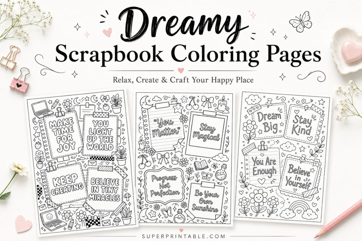 10+ Dreamy Scrapbook Coloring Pages (Free PDF Printable)