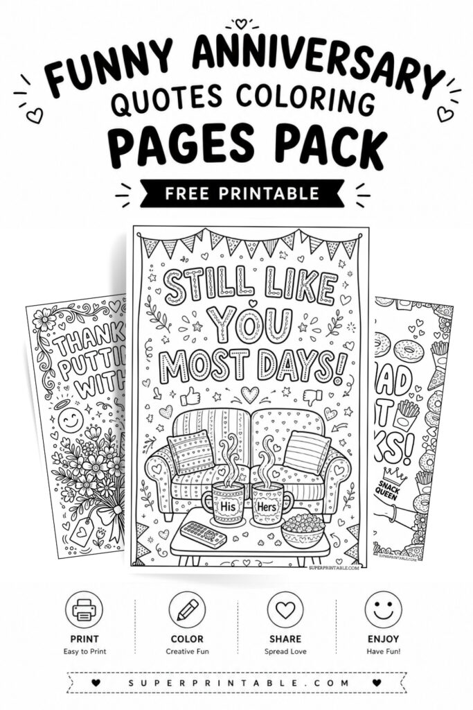 10+ Funny Anniversary Quotes Coloring Pages (Free PDF)