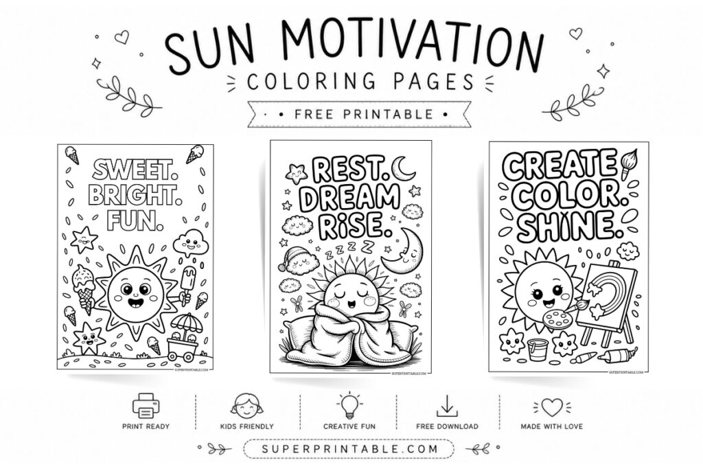 10+ Sun Motivation Coloring Pages (Free PDF Printable)