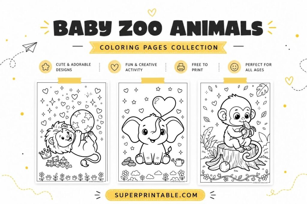 18+ Baby Zoo Animals Coloring Pages (Free PDF Printable)