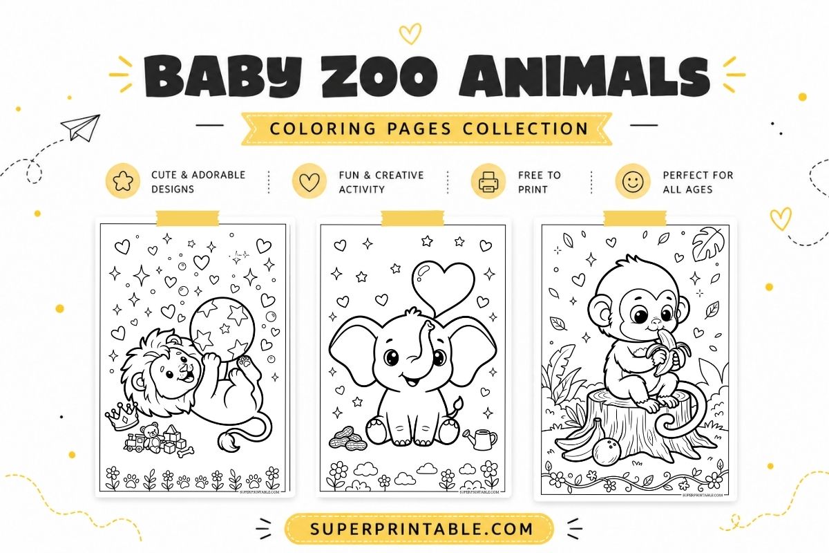 18+ Baby Zoo Animals Coloring Pages (Free PDF Printable)