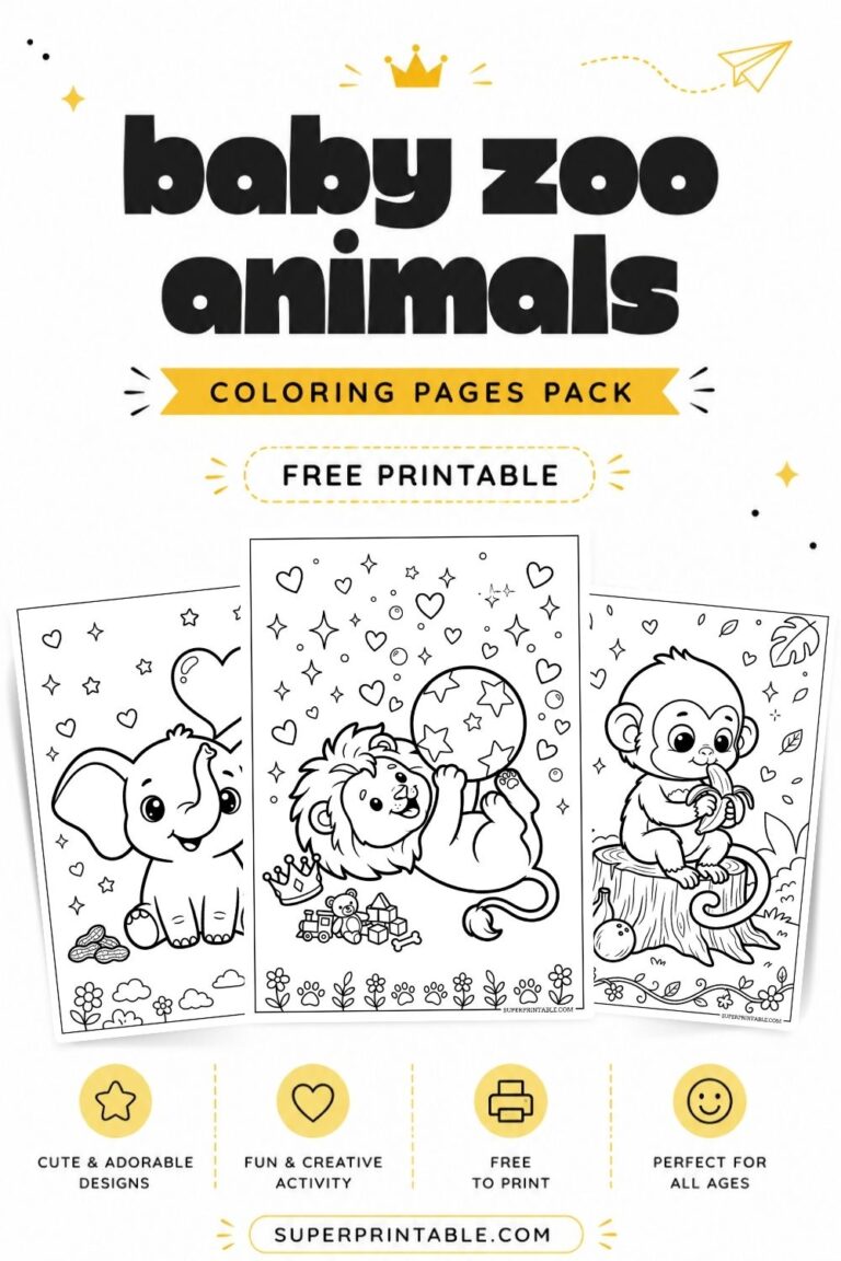 18+ Baby Zoo Animals Coloring Pages (Free PDF Printable)