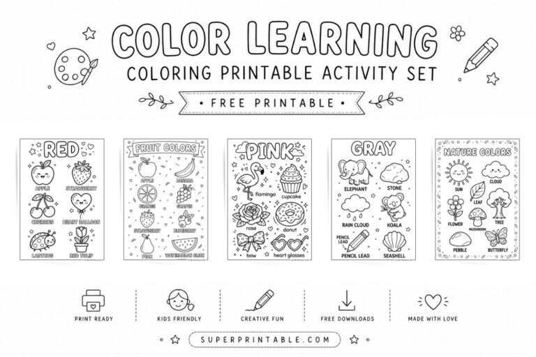20 Color Learning Coloring Printables Activity (Free PDF Printable)