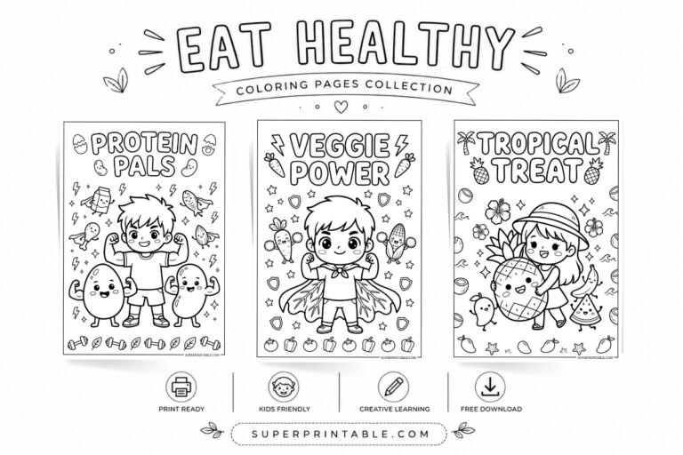 20 Eat Healthy Coloring Pages (Free PDF Printable)