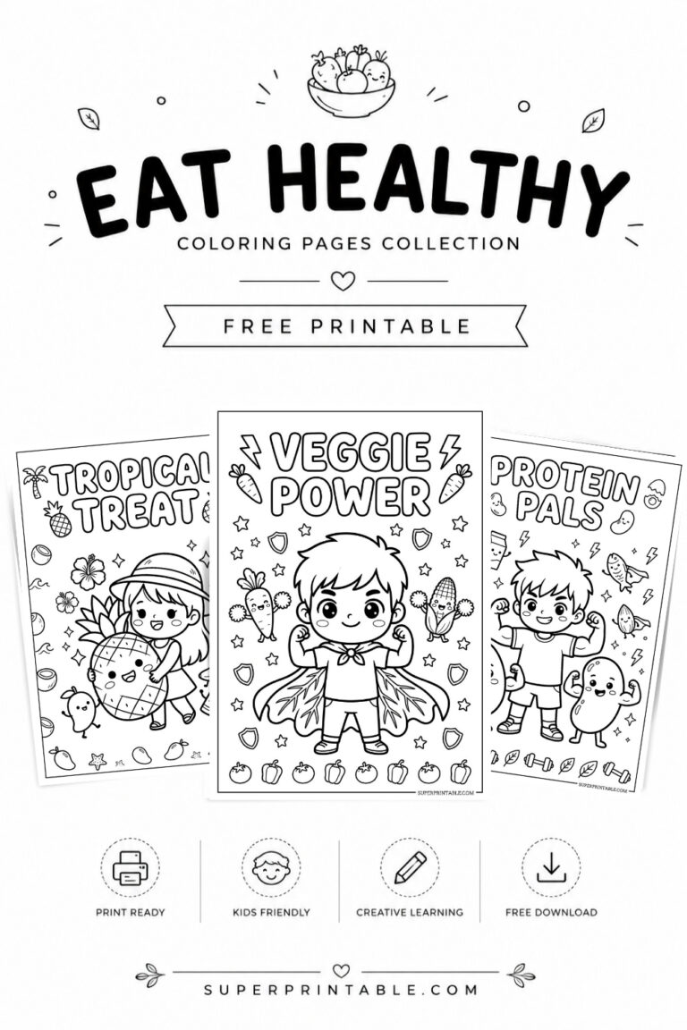 20 Eat Healthy Coloring Pages (Free PDF Printable)