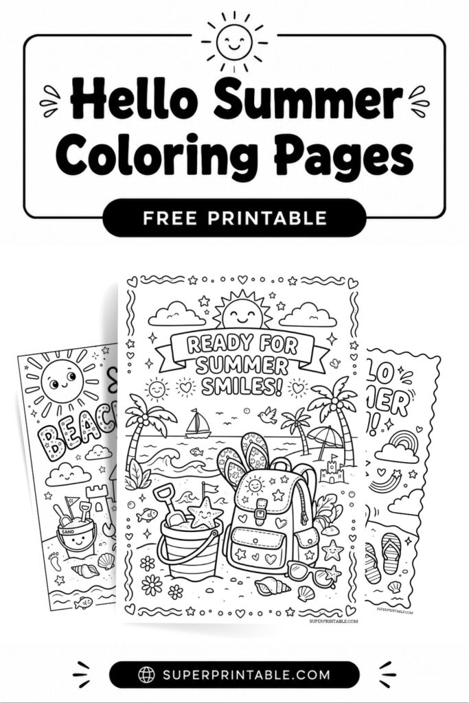 20 Hello Summer Coloring Page (Free PDF Printable)