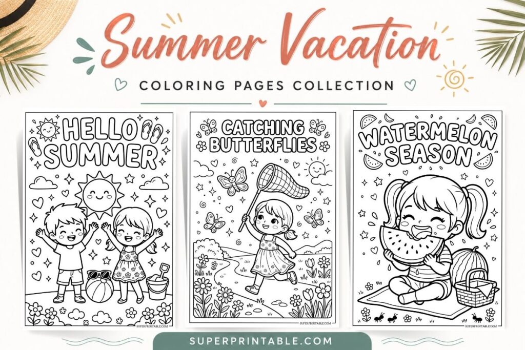 20 Summer Vacation Coloring Pages (Free PDF Printable)