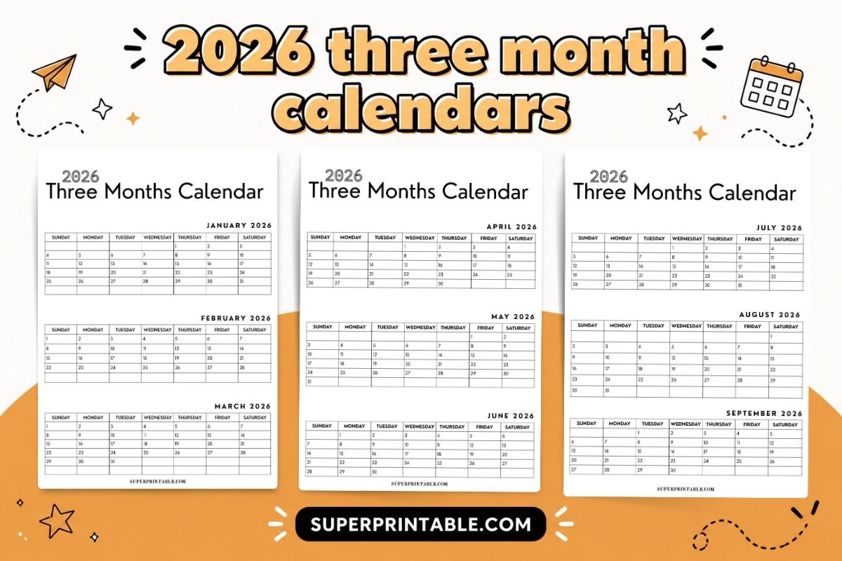 2026 Three Month Calendars (Free PDF Printable)