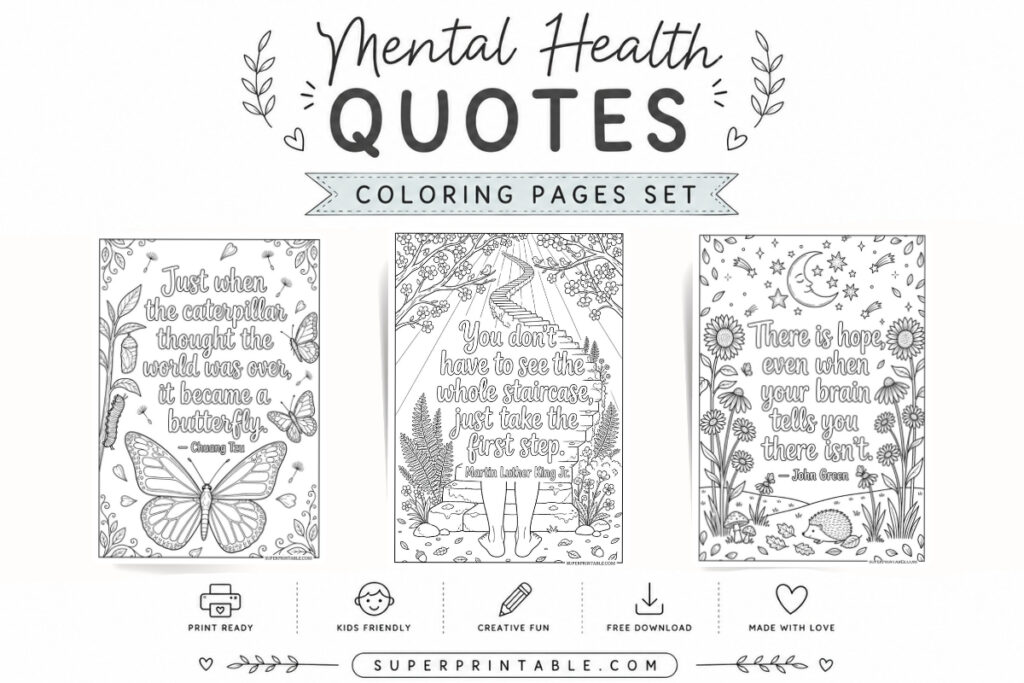 25 Mental Health Quotes Coloring Pages (Free PDF Printable)