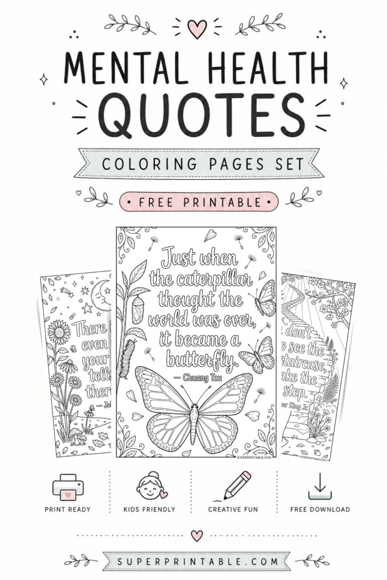 25 Mental Health Quotes Coloring Pages (Free PDF Printable)