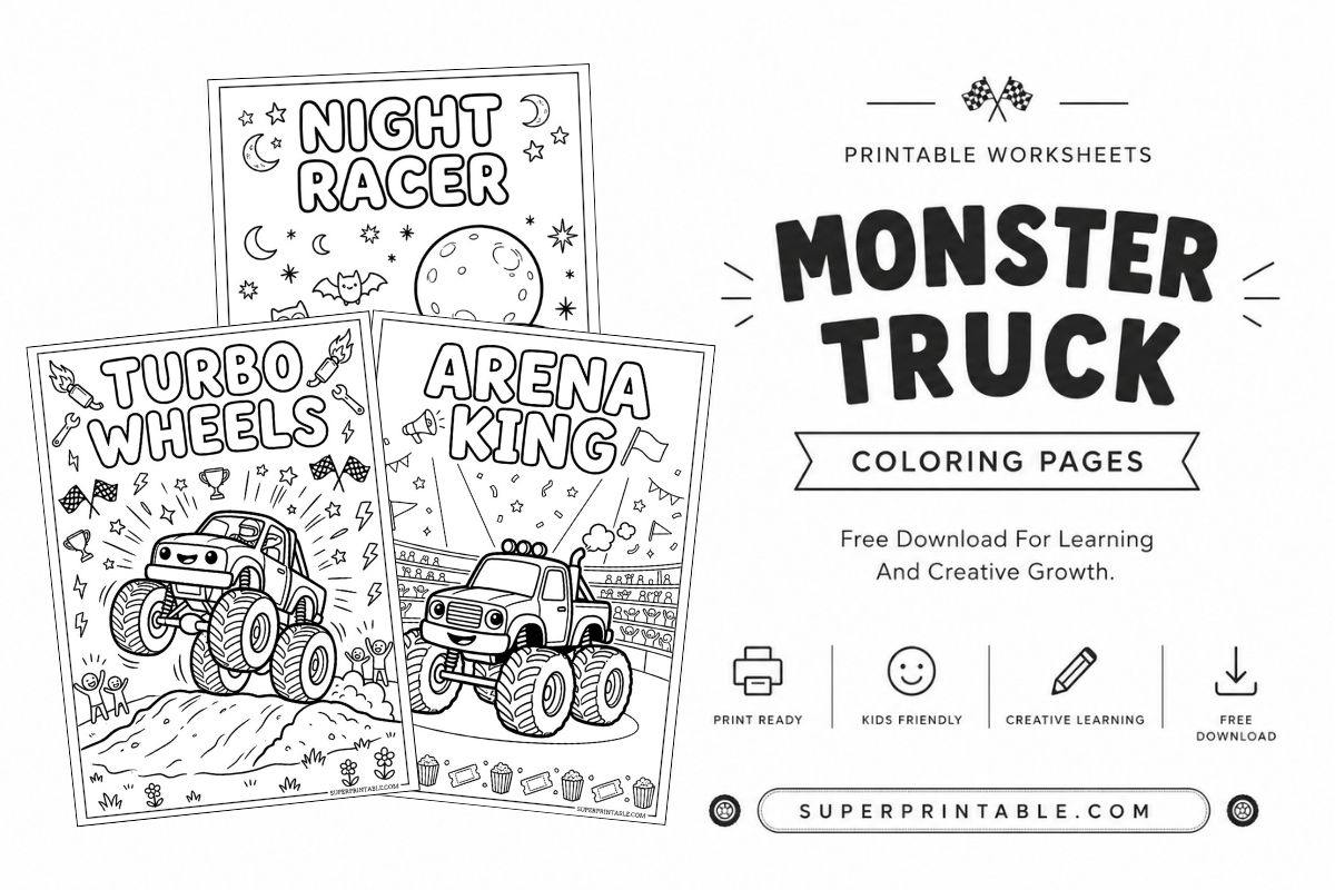 25 Monster Truck Coloring Pages (Free PDF Printable)