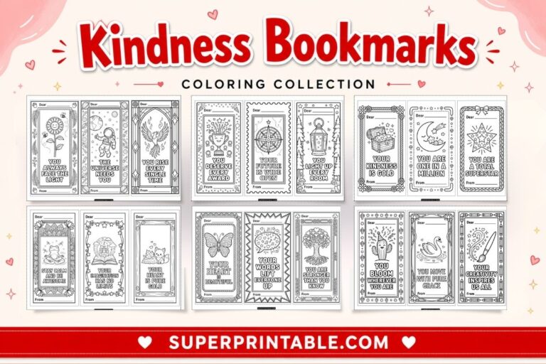 36 Kindness Bookmarks Coloring Pack (Free PDF Printable)