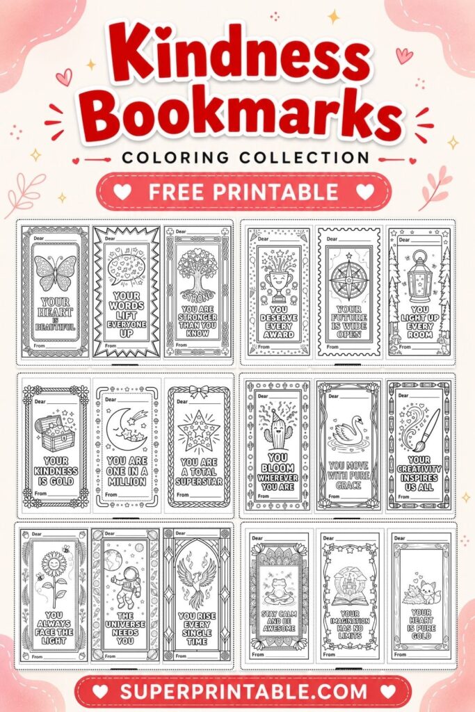 36 Kindness Bookmarks Coloring Pack (Free PDF Printable)