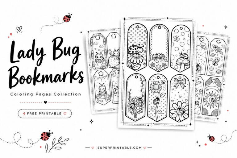 40 Lady Bug Bookmarks Coloring Pages (Free PDF Printable)