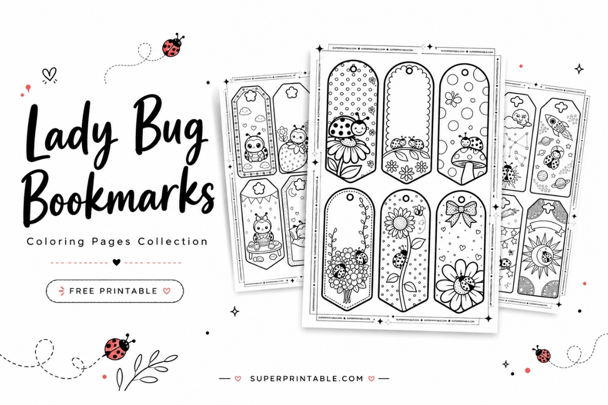 40 Lady Bug Bookmarks Coloring Pages (Free PDF Printable)