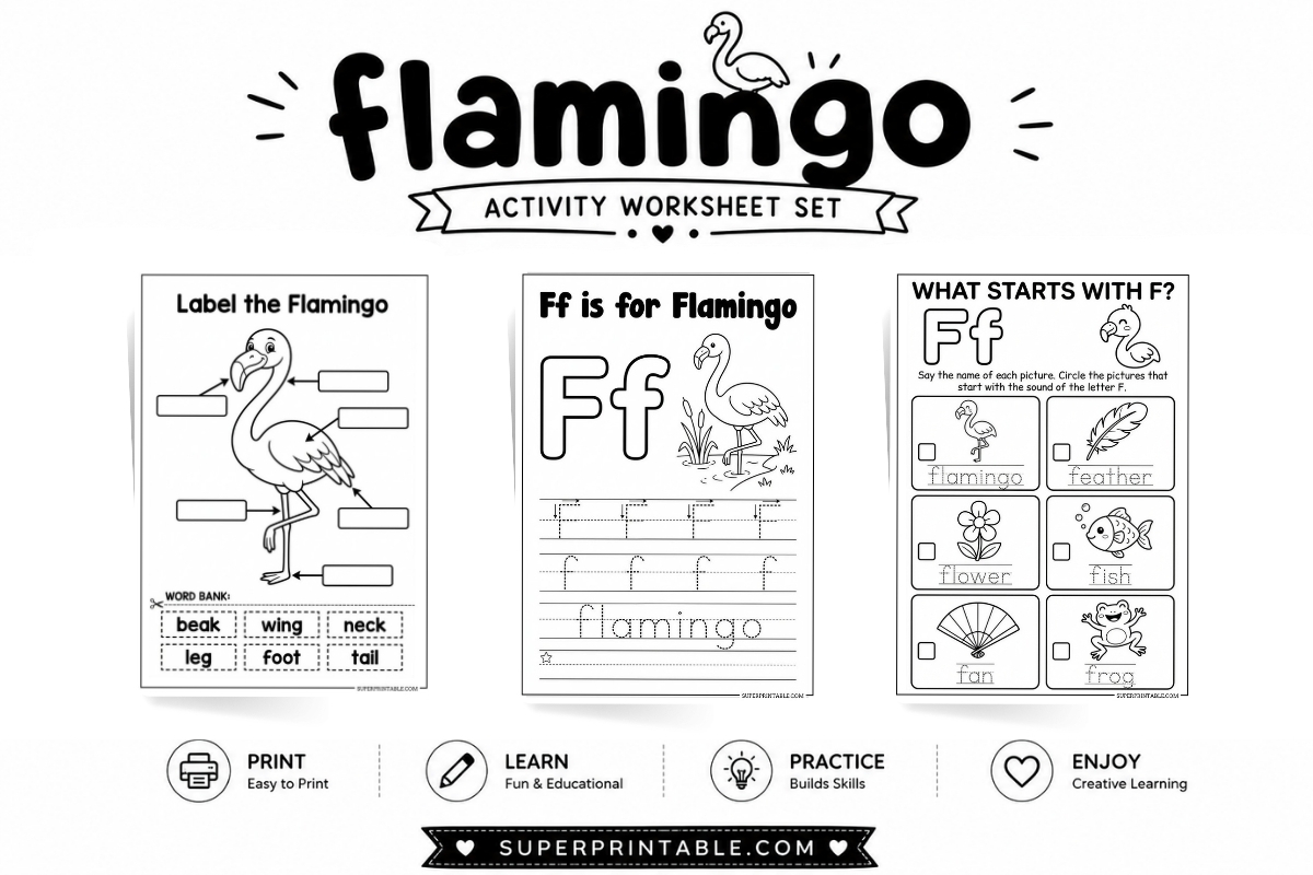 7 Flamingo Activity Worksheet (Free PDF Printable)