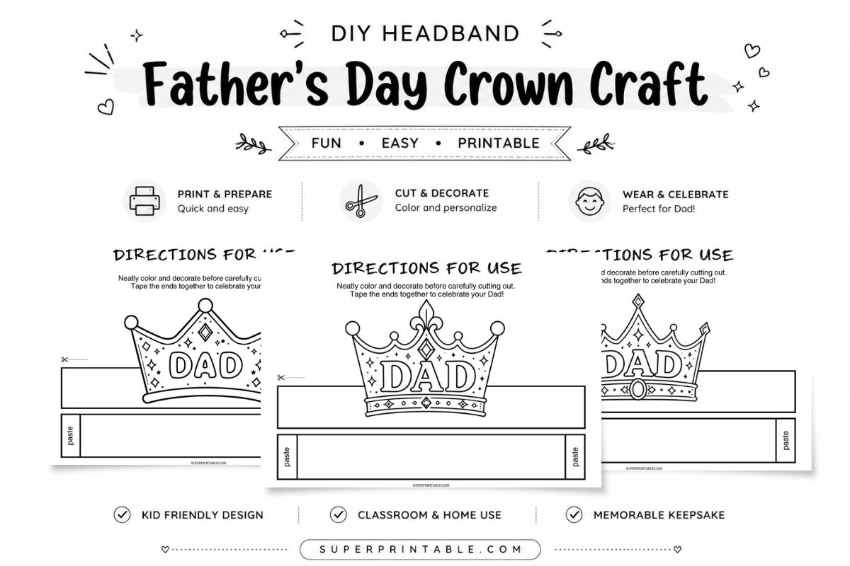 DIY Headband Father's Day Crown Craft (Free PDF Printable)
