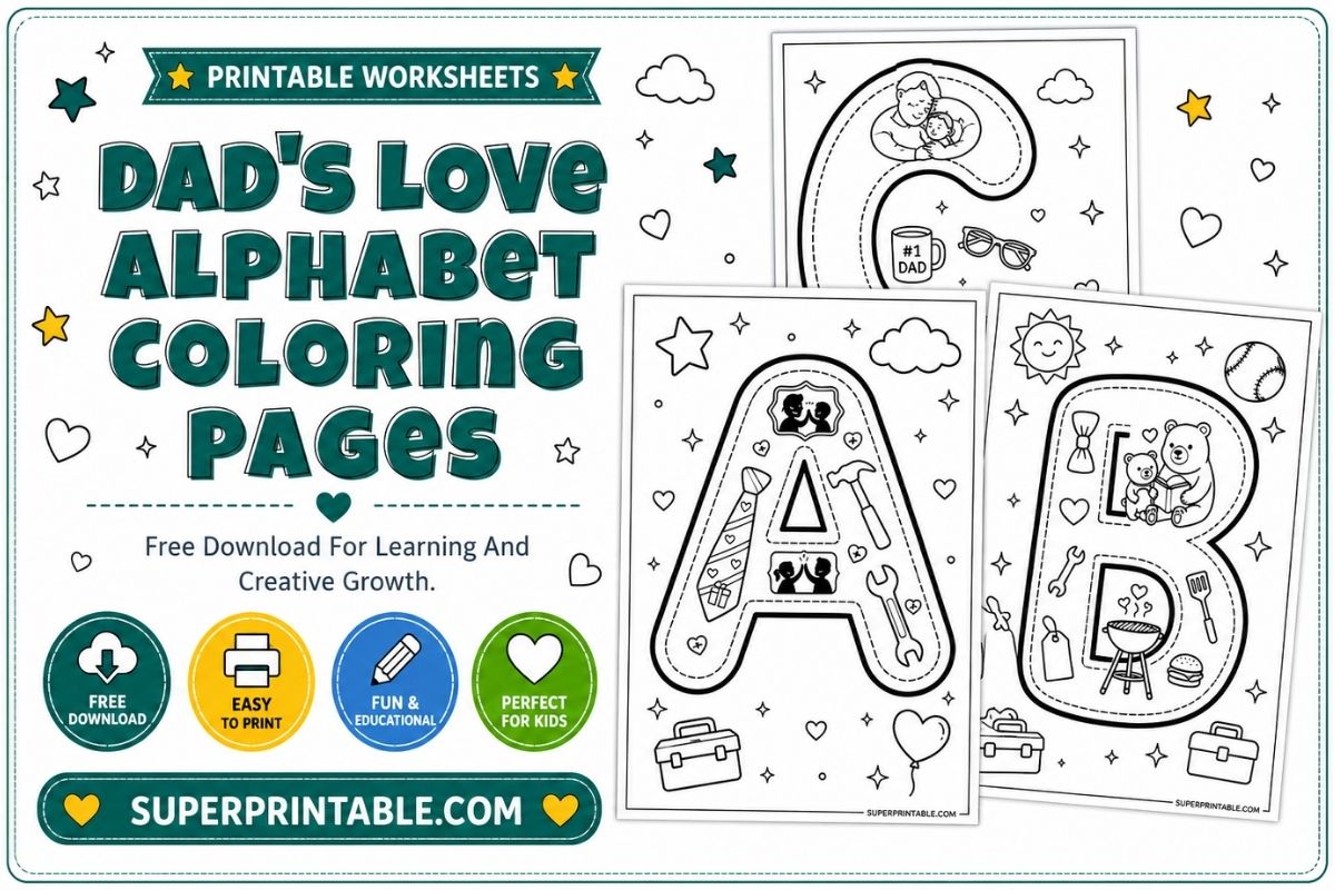 Dad's Love Alphabet Coloring Pages (Free PDF Printable)