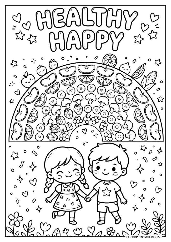 20 Eat Healthy Coloring Pages (Free PDF Printable)