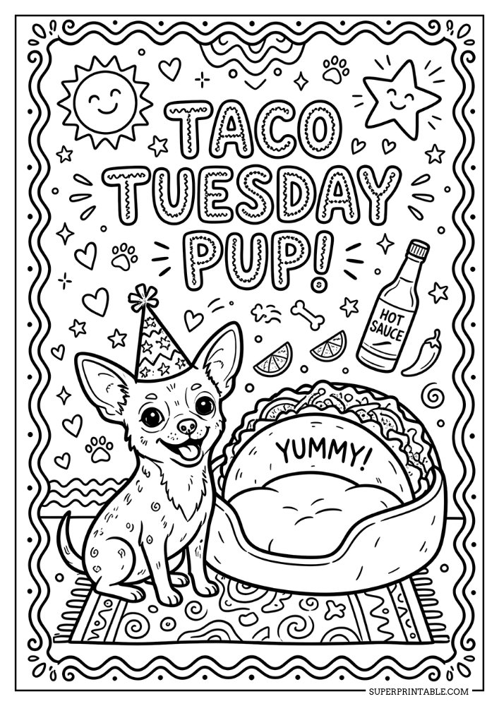 18+ Funny Chihuahua Doodle Coloring Pages (Free PDF Printable)