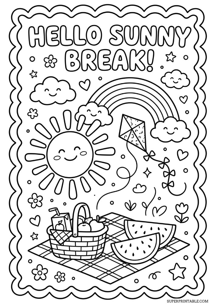 20 Hello Summer Coloring Page (Free PDF Printable)