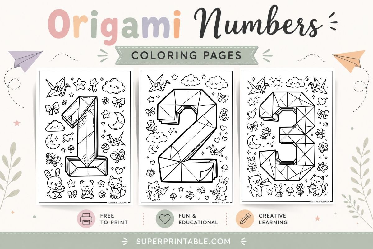 Origami Numbers Coloring Pages (Free PDF Printable)