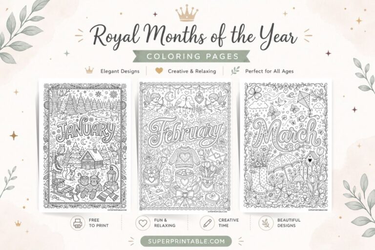 Royal Months Of The Year Coloring Pages (Free PDF Printable)