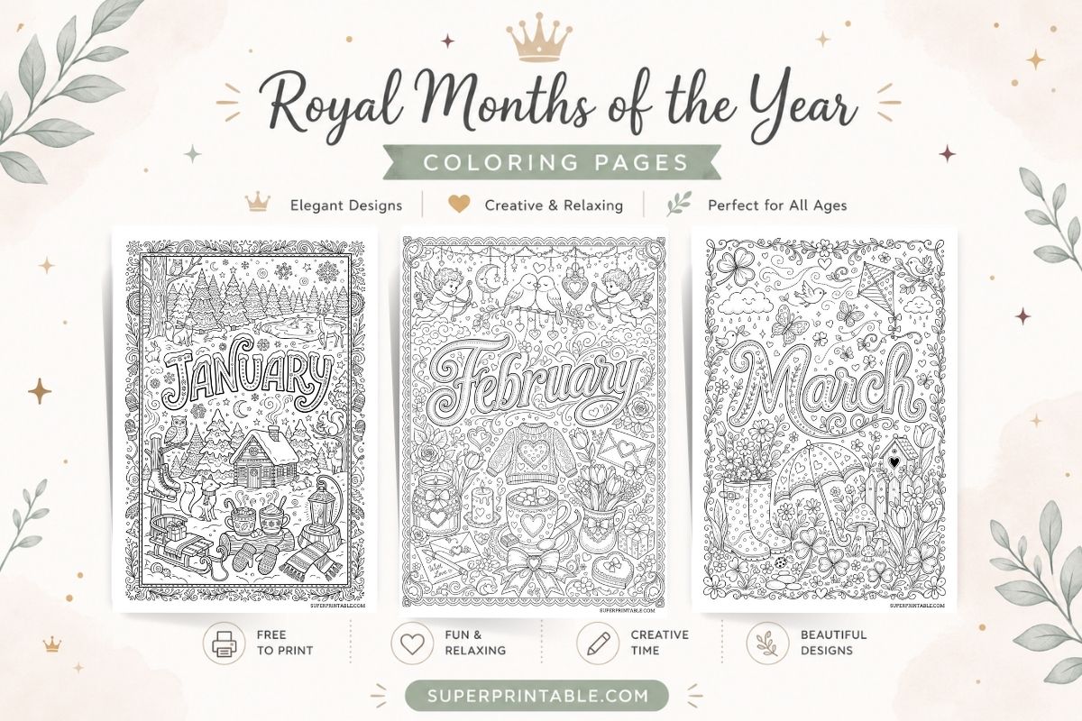 Royal Months Of The Year Coloring Pages (Free PDF Printable)