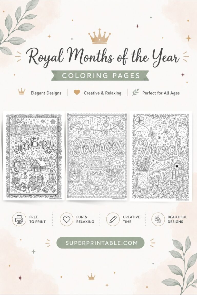 Royal Months Of The Year Coloring Pages (Free PDF Printable)