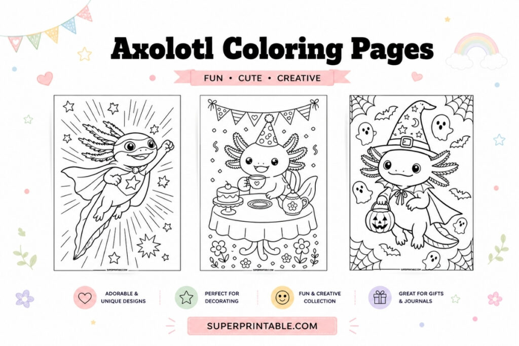 12+ Axolotl Coloring Pages (Free PDF Printables)