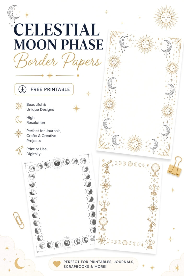 12+ Celestial Moon Phase Border Papers (Free PDF Printables)