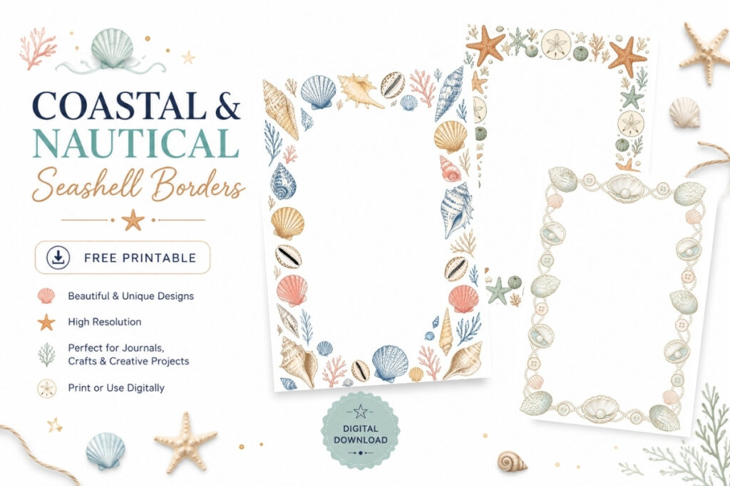 12+ Coastal And Nautical Seashell Borders (Free PDF Printable)