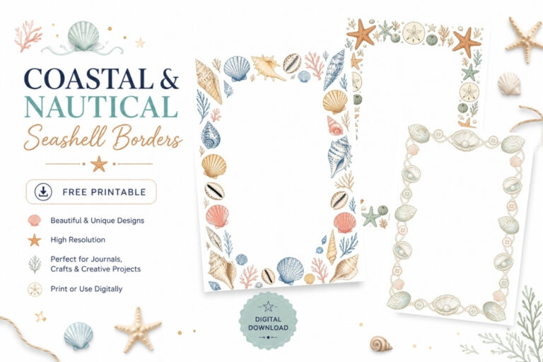 12+ Coastal And Nautical Seashell Borders (Free PDF Printable)